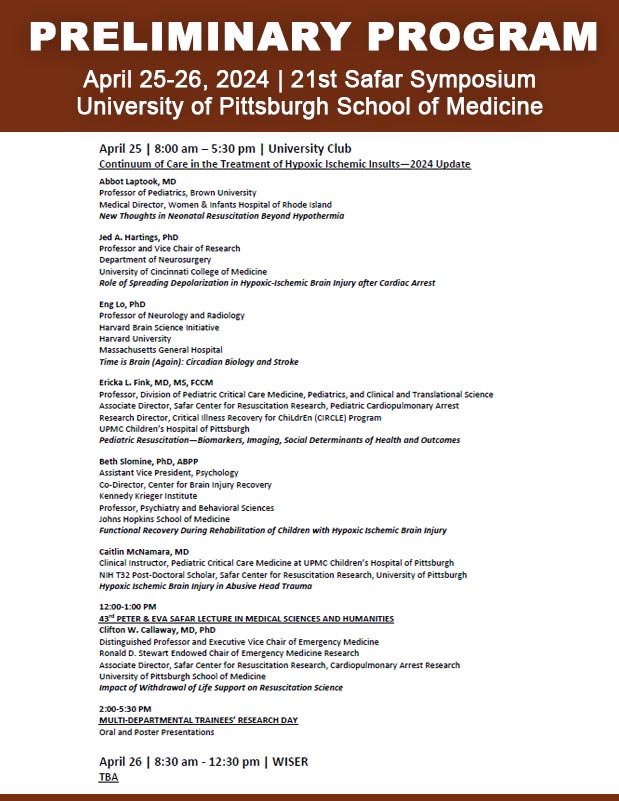 2024 Safar Symposium | Safar Center for Resuscitation Research